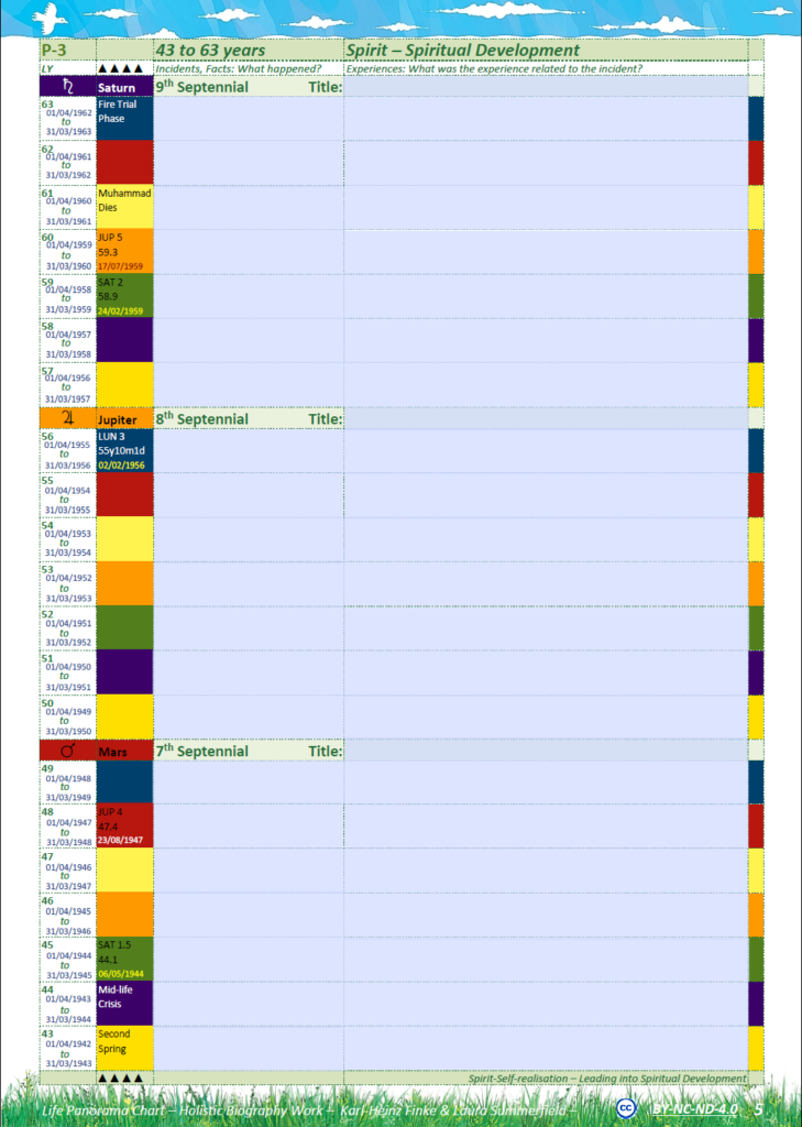 Life Panorama Chart - Holistic Biography Work